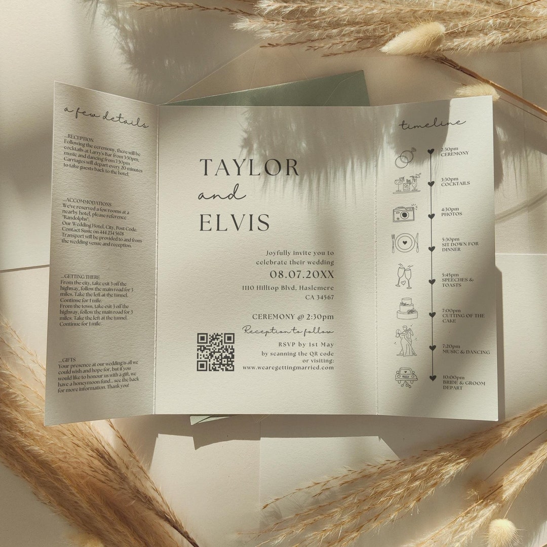 Gatefold Wedding Invitations, Printable Folded Wedding Invitations ...
