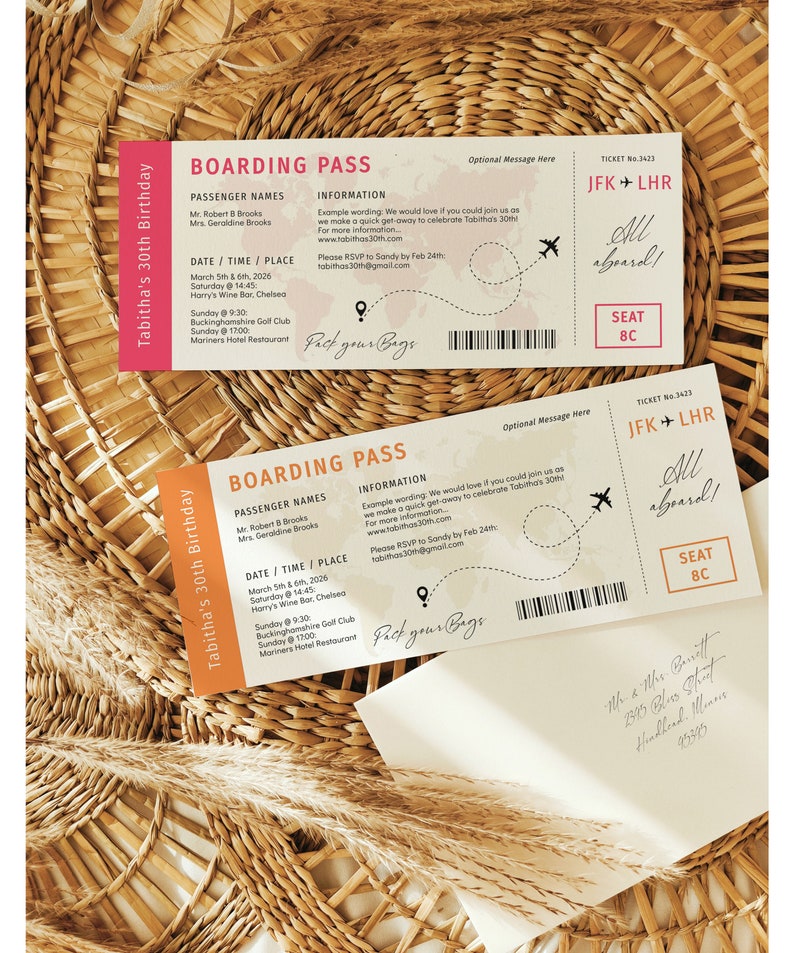 Birthday Party Boarding Pass Invitation Printable Flight - Etsy