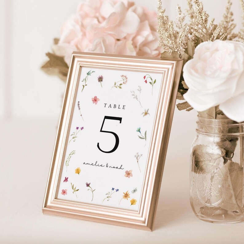 Wildflower Table Numbers, Printable Numbers Template, Floral Numbers ...