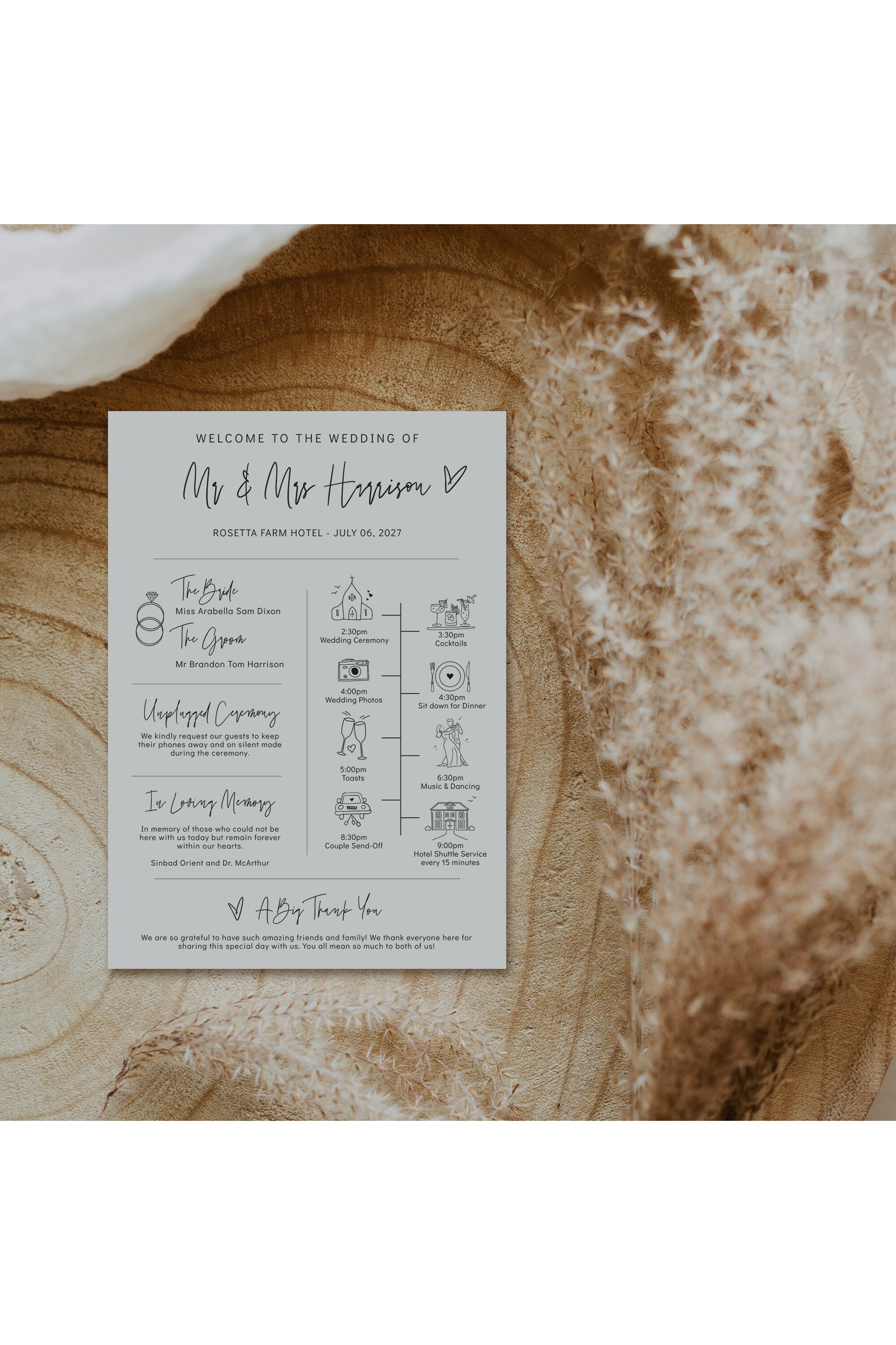 Wedding Program Template, Timeline Wedding Infographic, Infographic ...