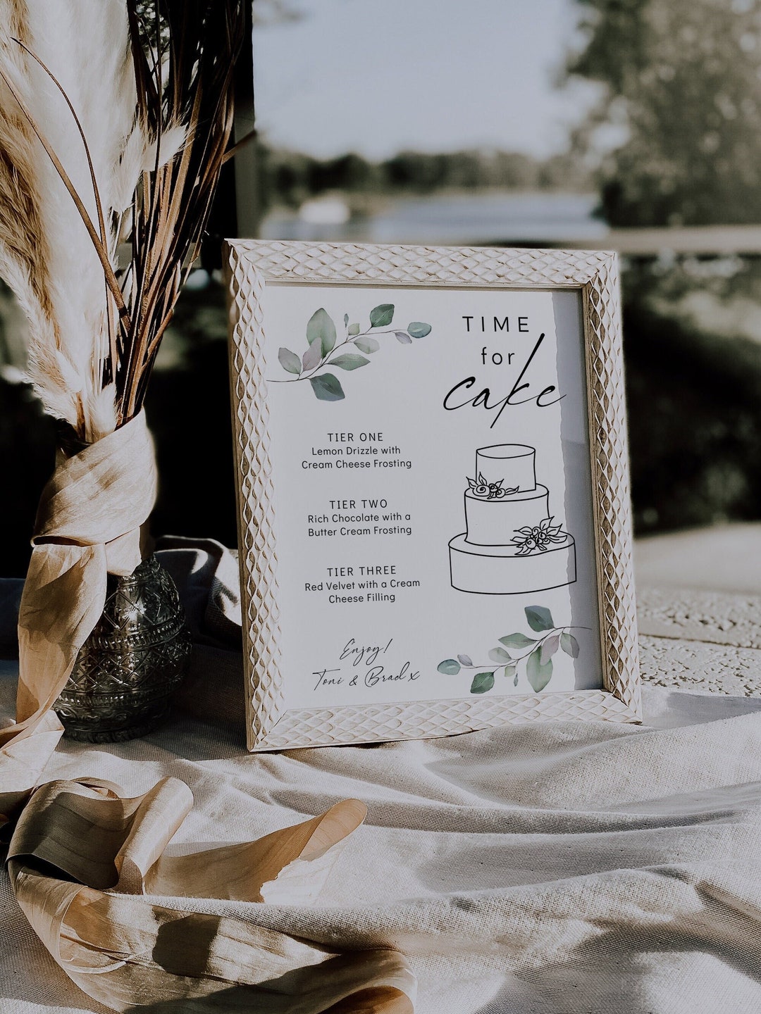 Wedding Cake Sign, Template for Cake Flavour Sign, Sign for Wedding ...