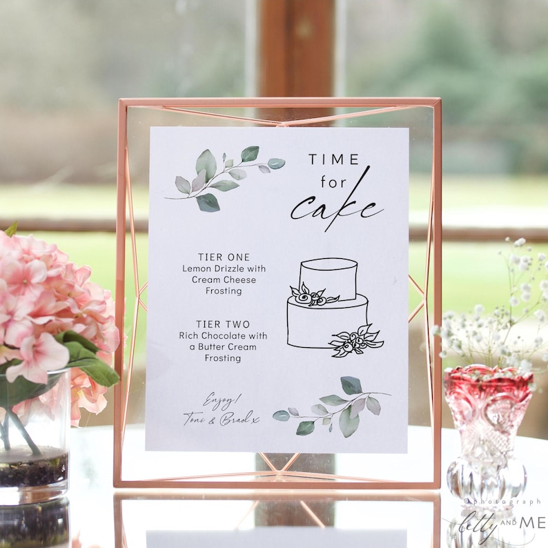 Wedding Cake Sign, Template for Cake Flavour Sign, Sign for Wedding ...