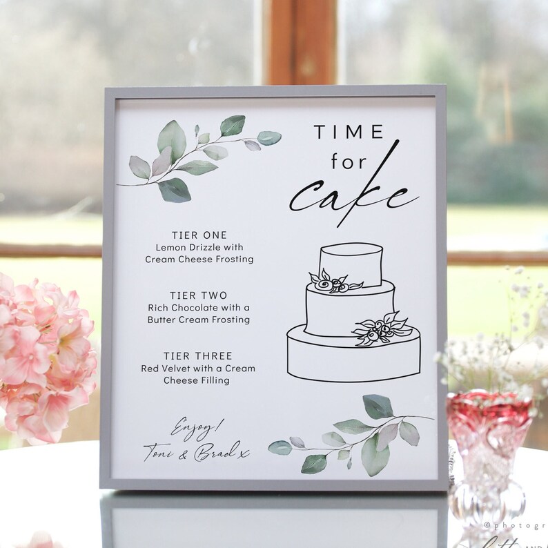 Wedding Cake Sign, Template for Cake Flavour Sign, Sign for Wedding ...
