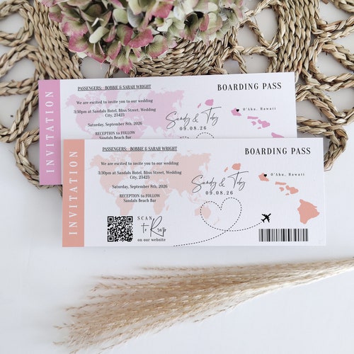 Boarding Pass Event Invite Template Printable Destination - Etsy
