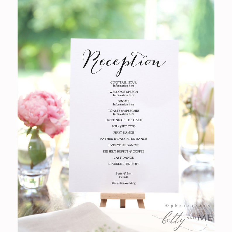 Reception Program Printable DIY Wedding Reception Card in 6 - Etsy