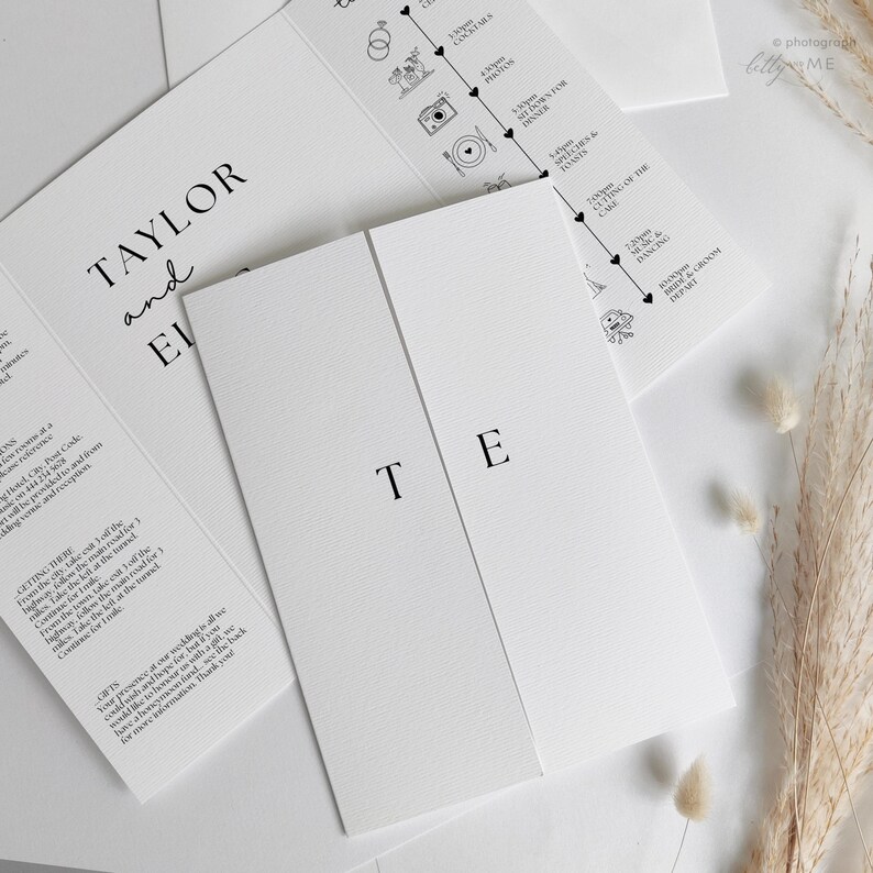 Minimalist Gatefold Wedding Invitations, Printable Modern Invitations ...
