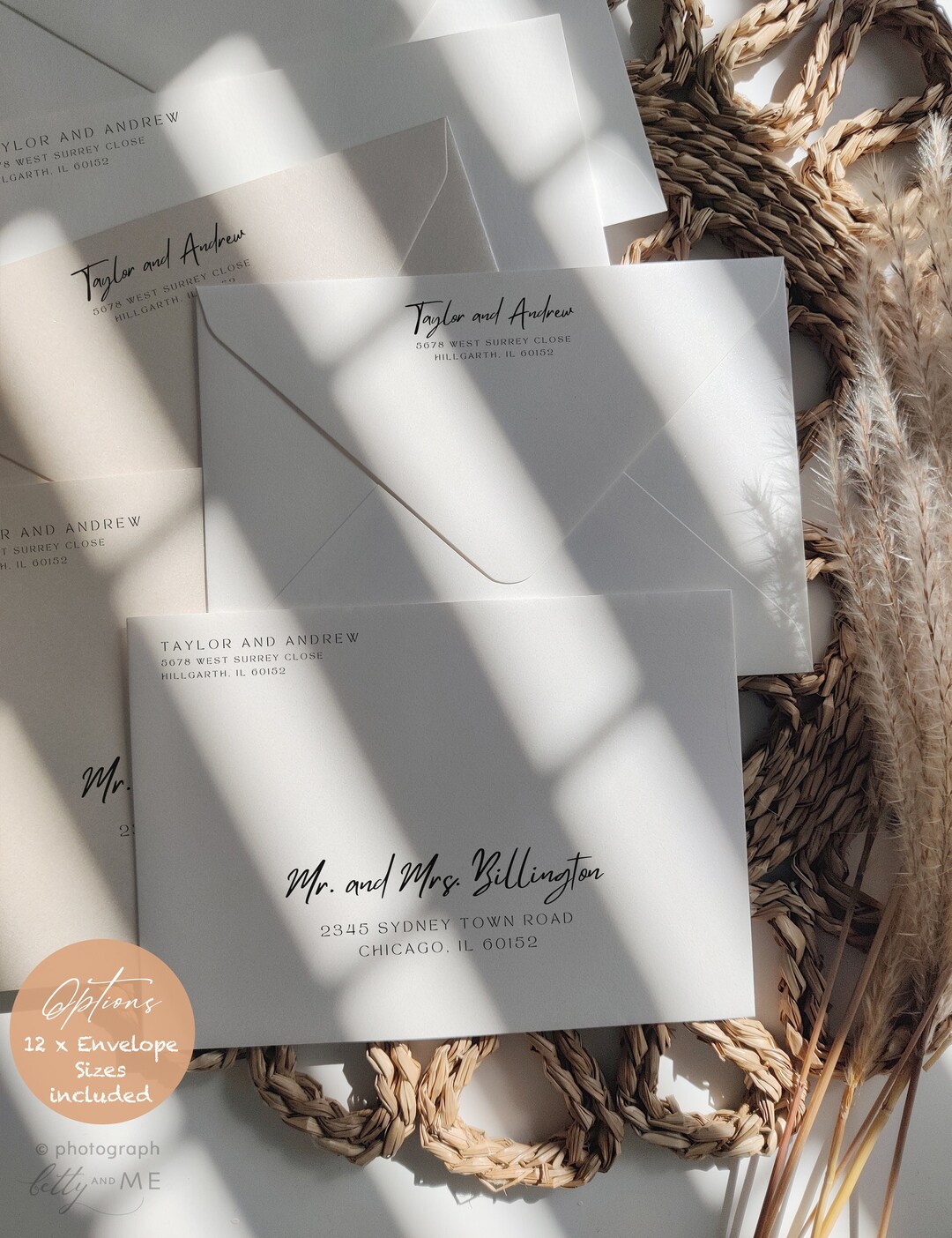 14 Sizes, Envelope Address Templates, Minimalist Envelopes, Printable ...