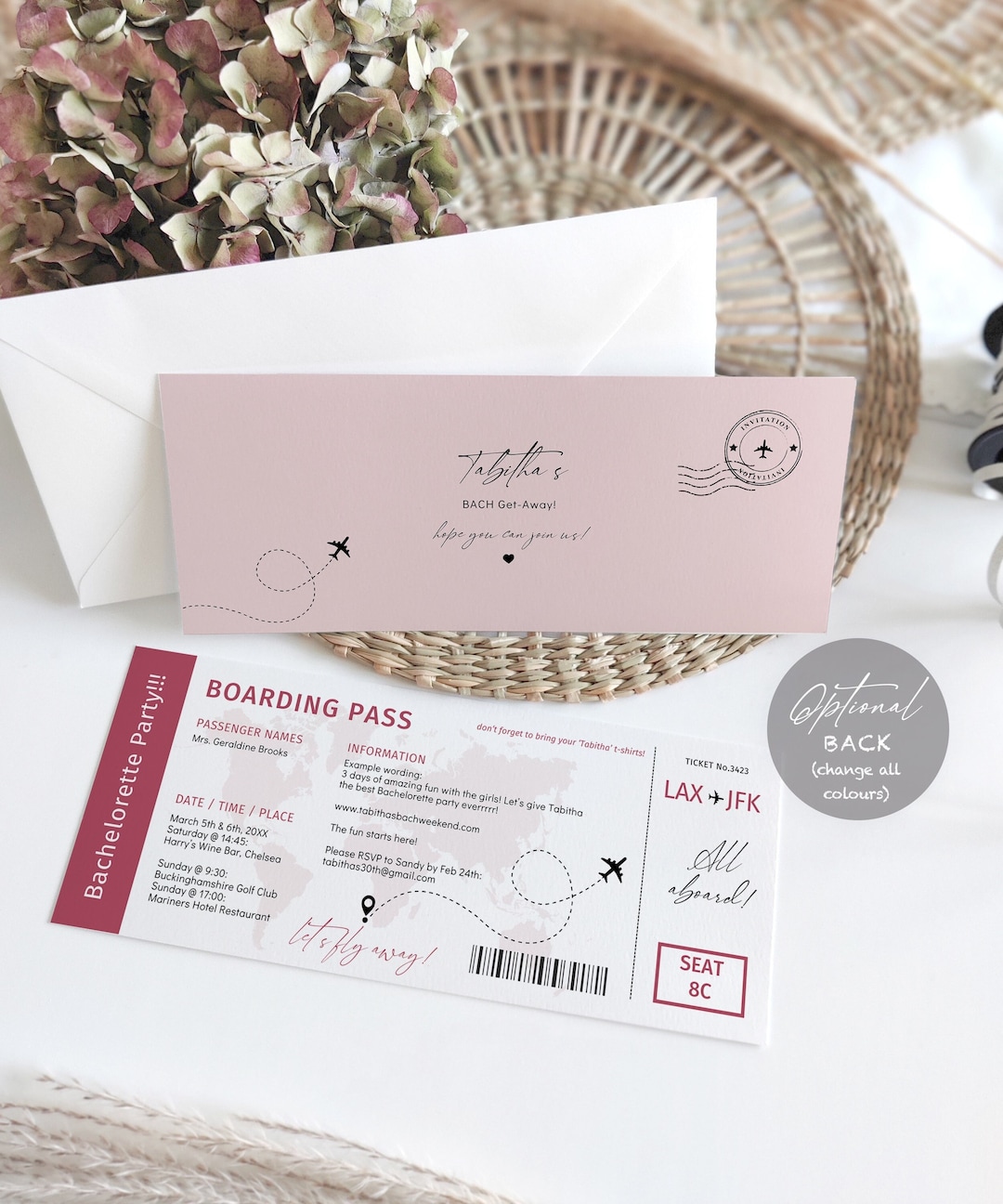 Bachelorette Party Boarding Pass Invitation, Printable Flight Ticket ...