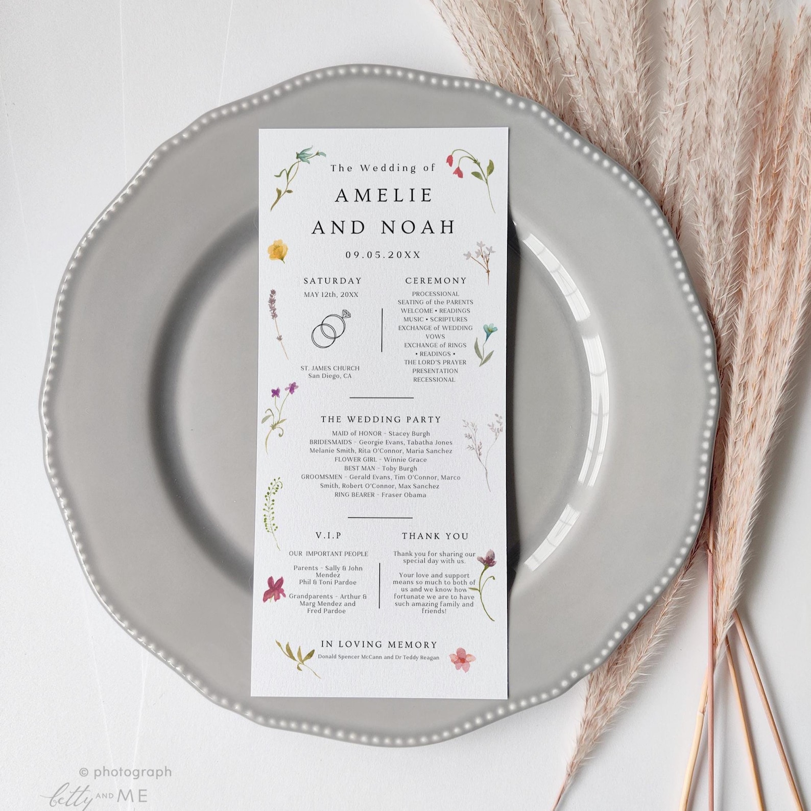 Wildflower Wedding Program, Floral Program, Flower Wedding Theme ...