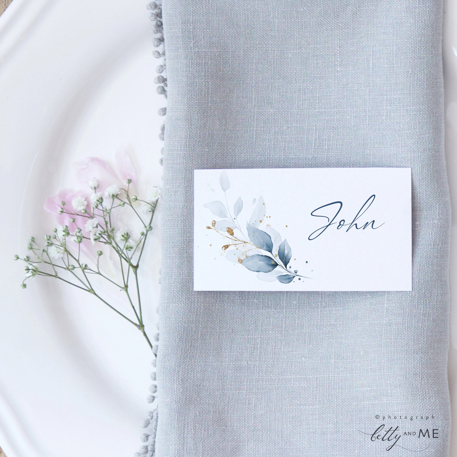 Dusty Blue Place Cards Printable Table Name Cards Dusty Blue - Etsy UK
