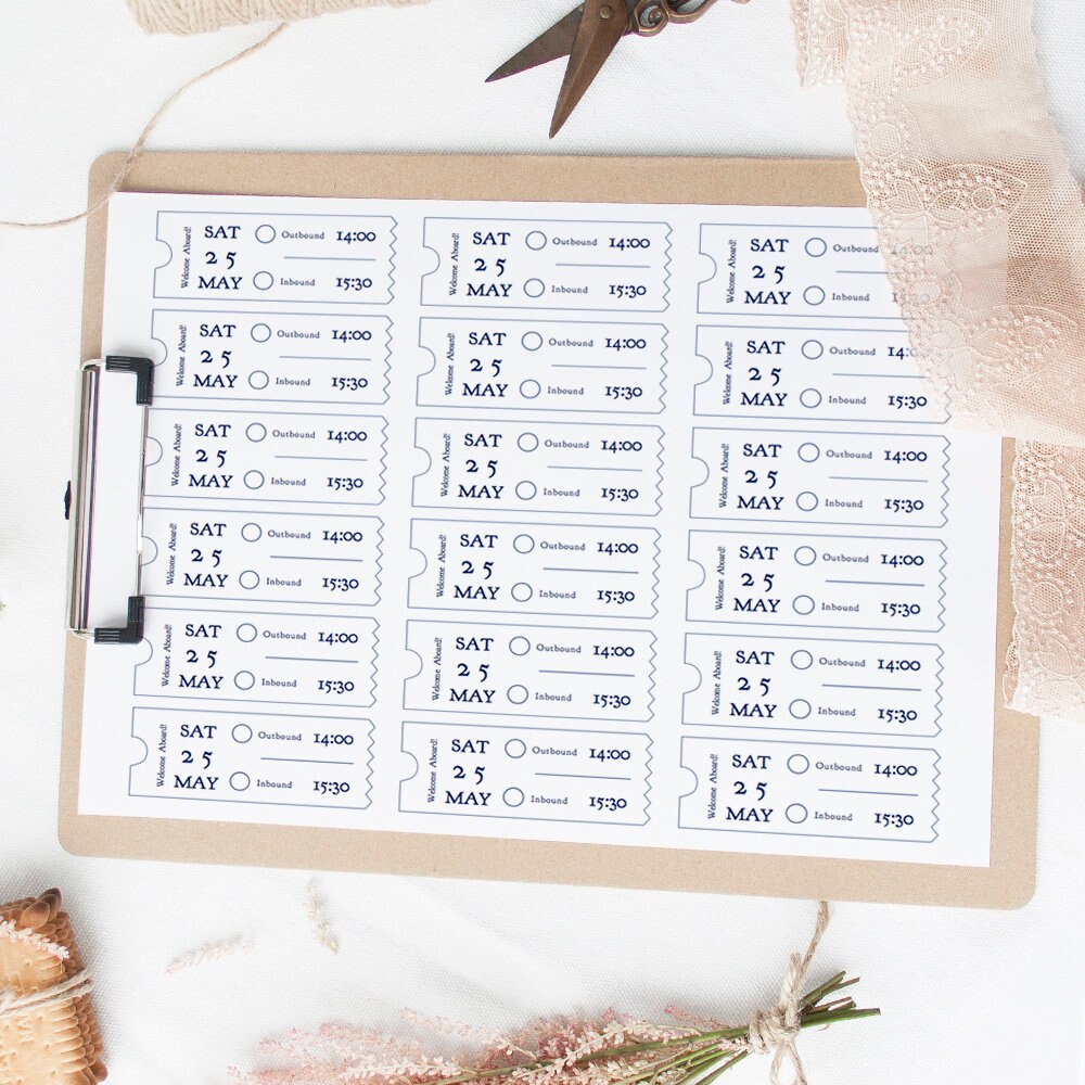 Return Ticket, Printable Bus Coach Ticket, Wedding Carriage Ticket in ...