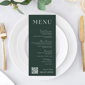 Dark Green Menu, Christmas Menu, Dark Green Wedding Menu, Printable ...