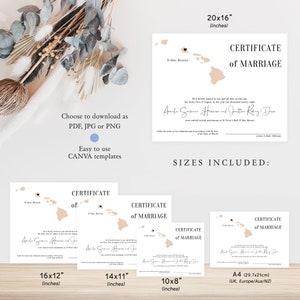 Destination Hawaii Certificate of Marriage, Wedding in Hawaii Marriage ...