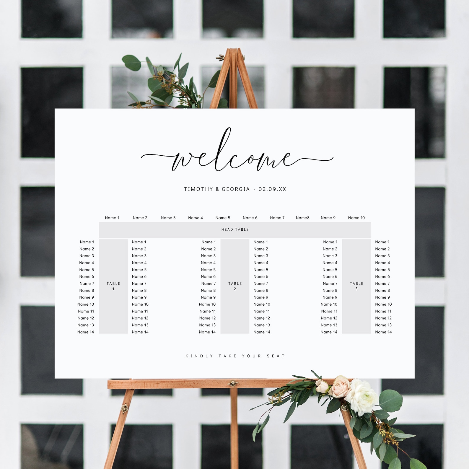 Banquet Seating Plan With 3 Tables and Head Table, Printable E Shaped ...