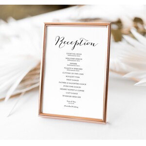 Reception Program, Printable DIY Wedding Reception Card in 10 Sizes ...