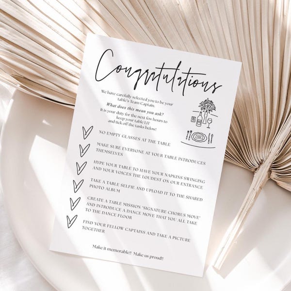Table Captain Wedding Game - Etsy UK