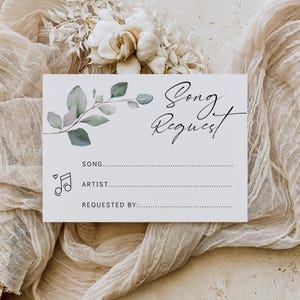 Song Request Cards, Printable Templates, Cards for Song Requests, DJ ...