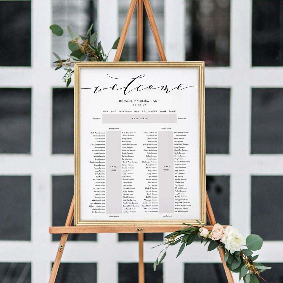 2 Tables Plus Top Table Seating Plan Template, 4 Sizes, DIY Printable ...