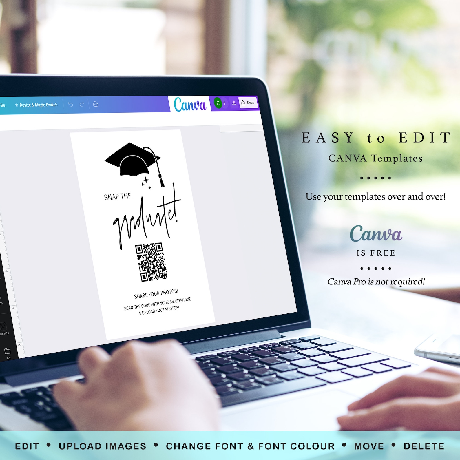 Snap the Graduate, Photo QR Code Graduation Party, Printable Photo Sign ...