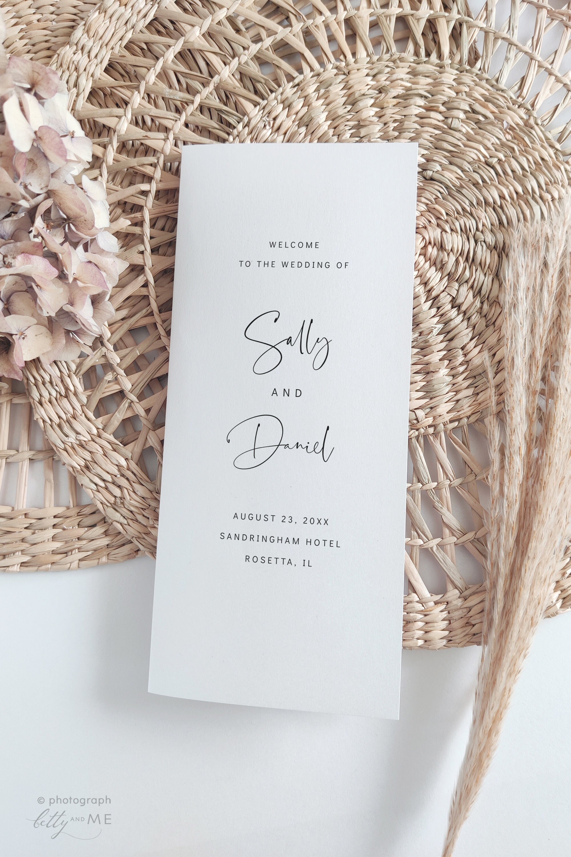 Bifold Wedding Program, Printable Folded Wedding Program, Minimalist ...