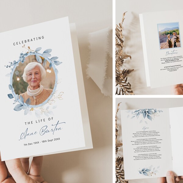 Blue Funeral Template - Etsy