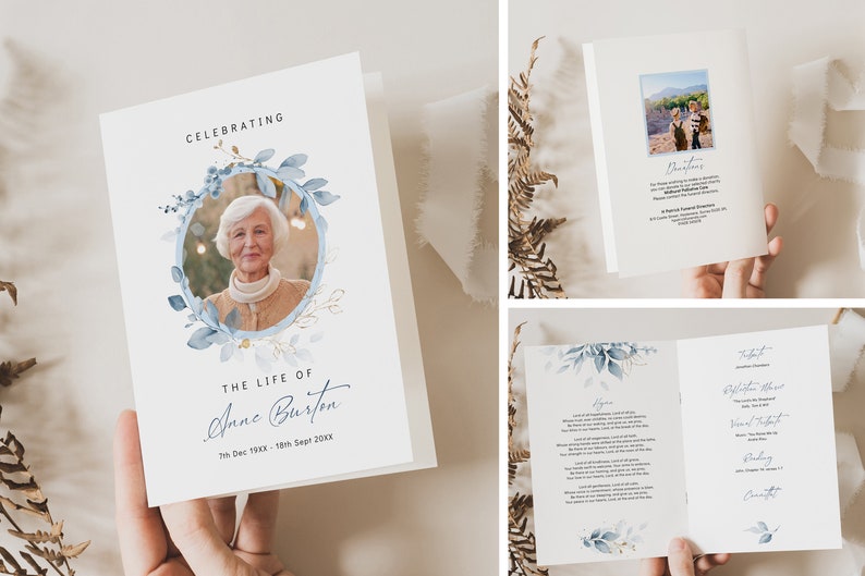 Funeral Order of Service Booklet Printable Memorial Editable - Etsy UK