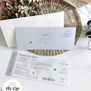 Birthday Party Boarding Pass Invitation, Printable Flight Ticket Invite ...