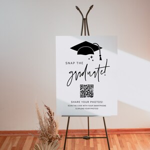 QR Code Graduation Photo Sign, Snap the Graduate Photo Guest Book Sign ...