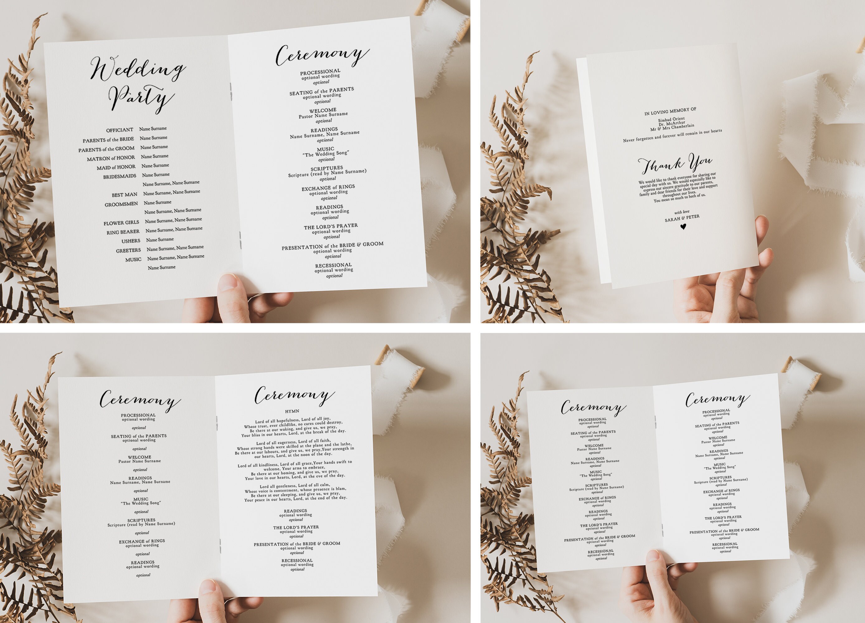 Booklet Wedding Program Template Church Order Of Service Etsy Australia