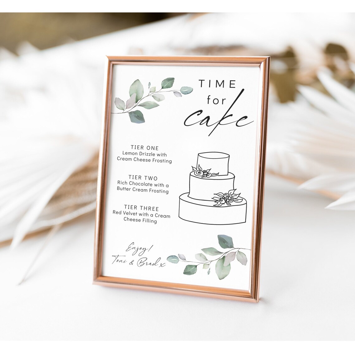 Wedding Cake Sign, Template for Cake Flavour Sign, Sign for Wedding ...