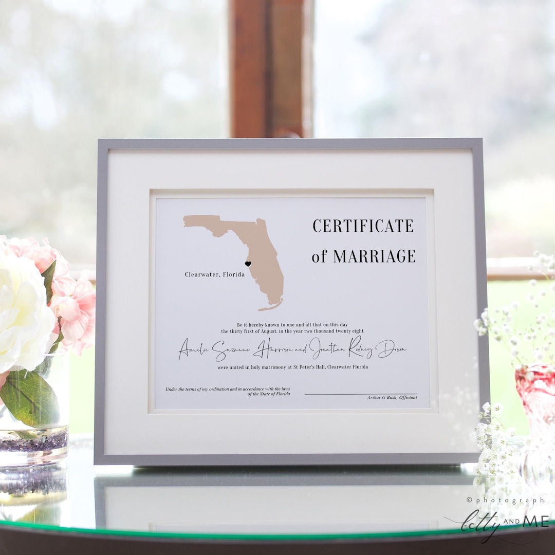 Florida Certificate of Marriage, Wedding in Florida Marriage ...