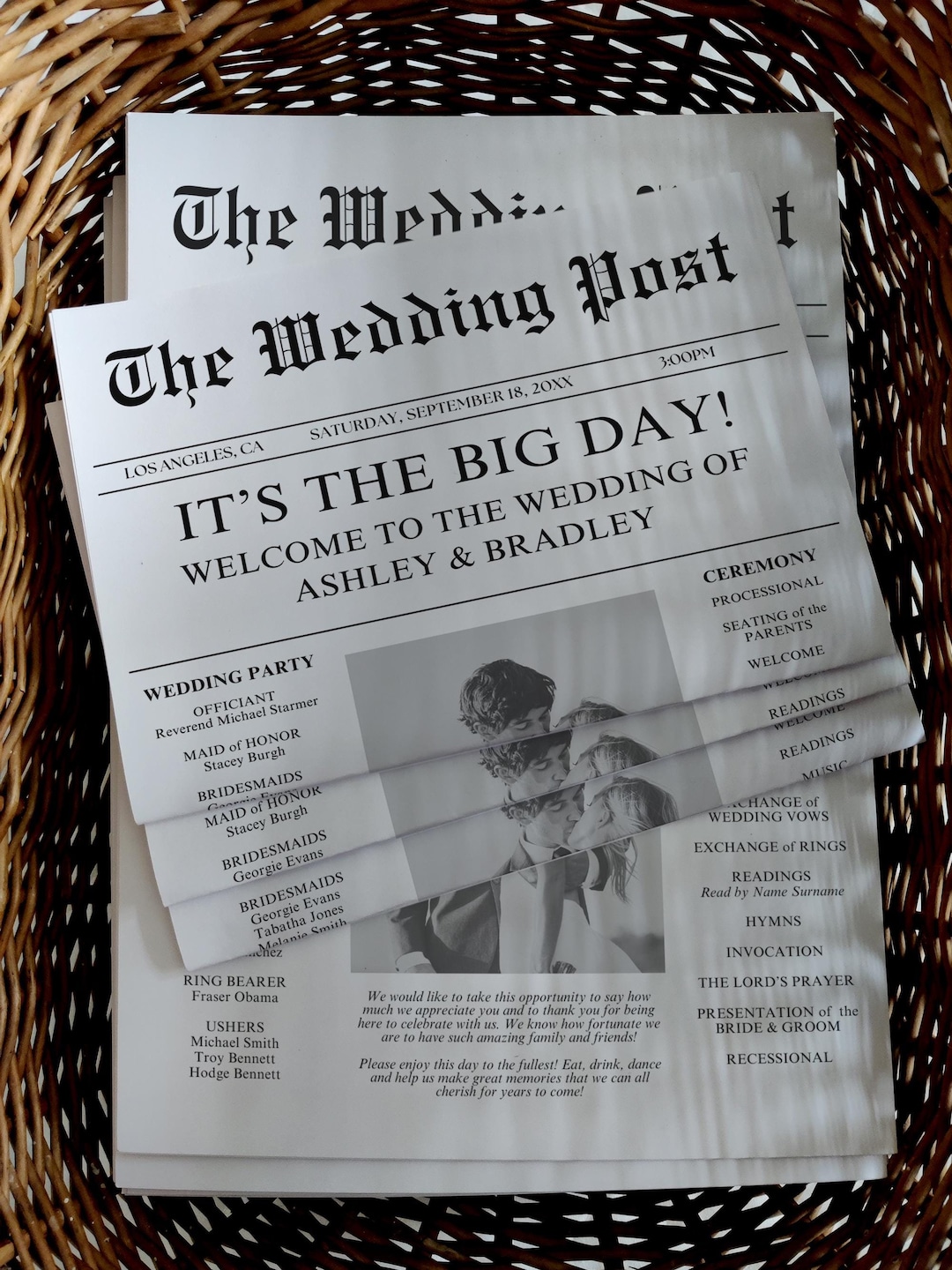 Newspaper Wedding Program Template, Wedding Newspaper, Timeline Wedding ...