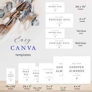 Printable Kitchen Labels, Pantry Label Template, 10 Sizes, Modern ...