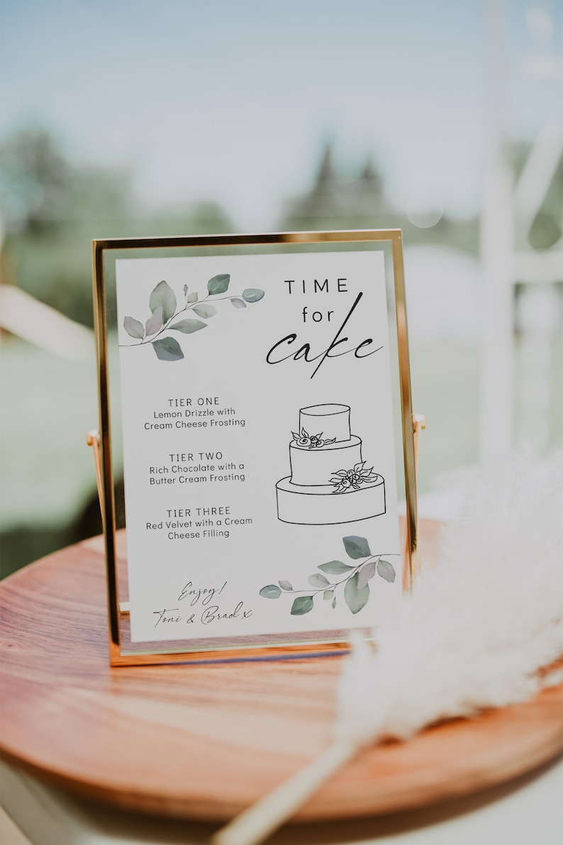 Wedding Cake Sign, Template for Cake Flavour Sign, Sign for Wedding ...