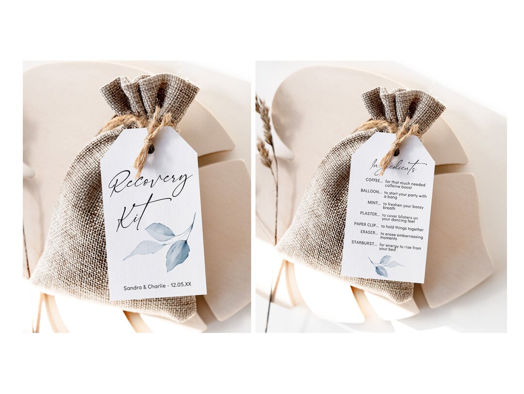 Recovery Kit Tags, Printable Hangover Kit Tag Template, Party Hangover ...