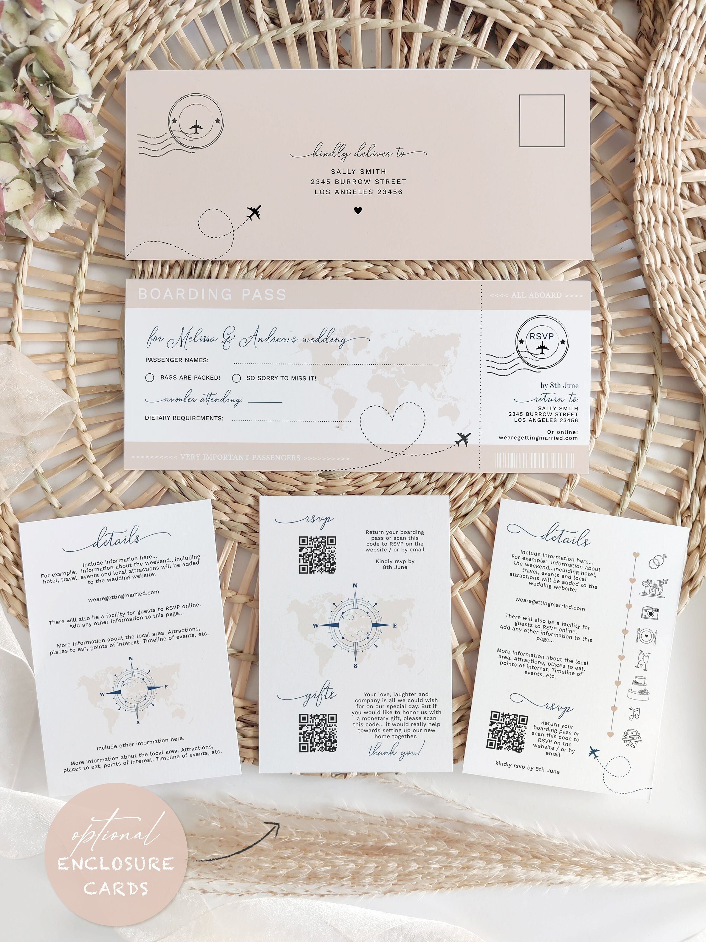 Flight Invitation Set Boarding Pass Wedding Invitation Suite - Etsy UK