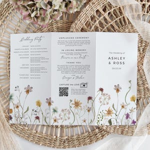 Wildflower Wedding Program, Folded Flower Wedding Order of Service ...