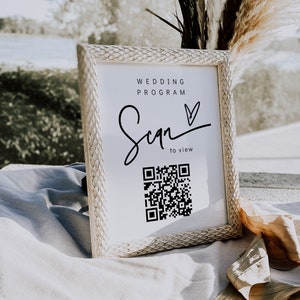 Wedding Program QR Code Sign, Scan for Wedding Program, Wedding QR ...