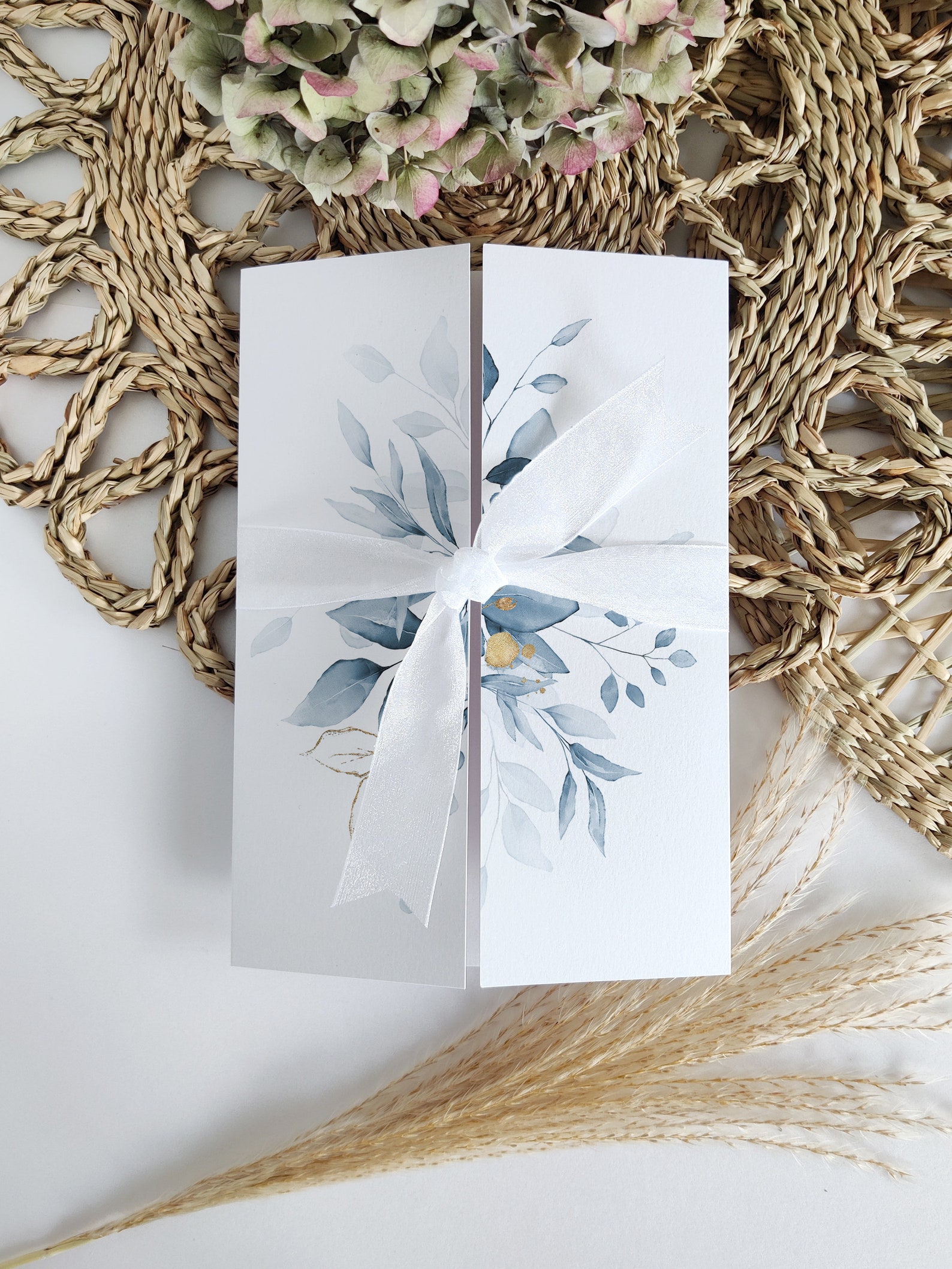 Dusty Blue Wedding Invitations Templates for Gatefold - Etsy