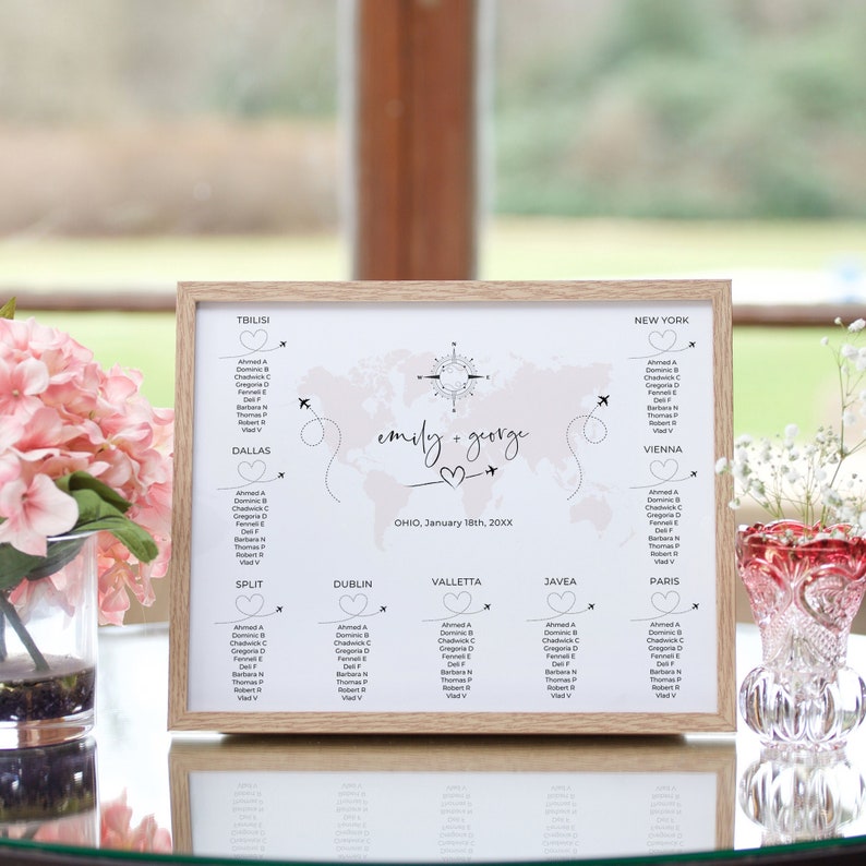 World Map Wedding Seating Plan, Templates for Destination Wedding Table ...