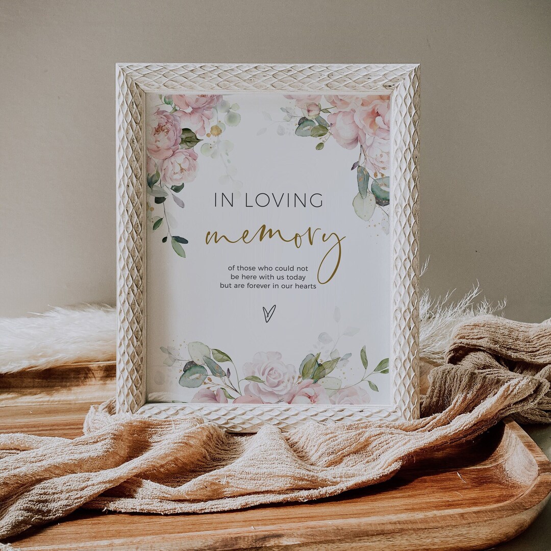 Pink Roses in Loving Memory Sign, Printable in Loving Memory Sign for ...