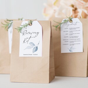 Recovery Kit Tags, Printable Hangover Kit Tag Template, Party Hangover ...