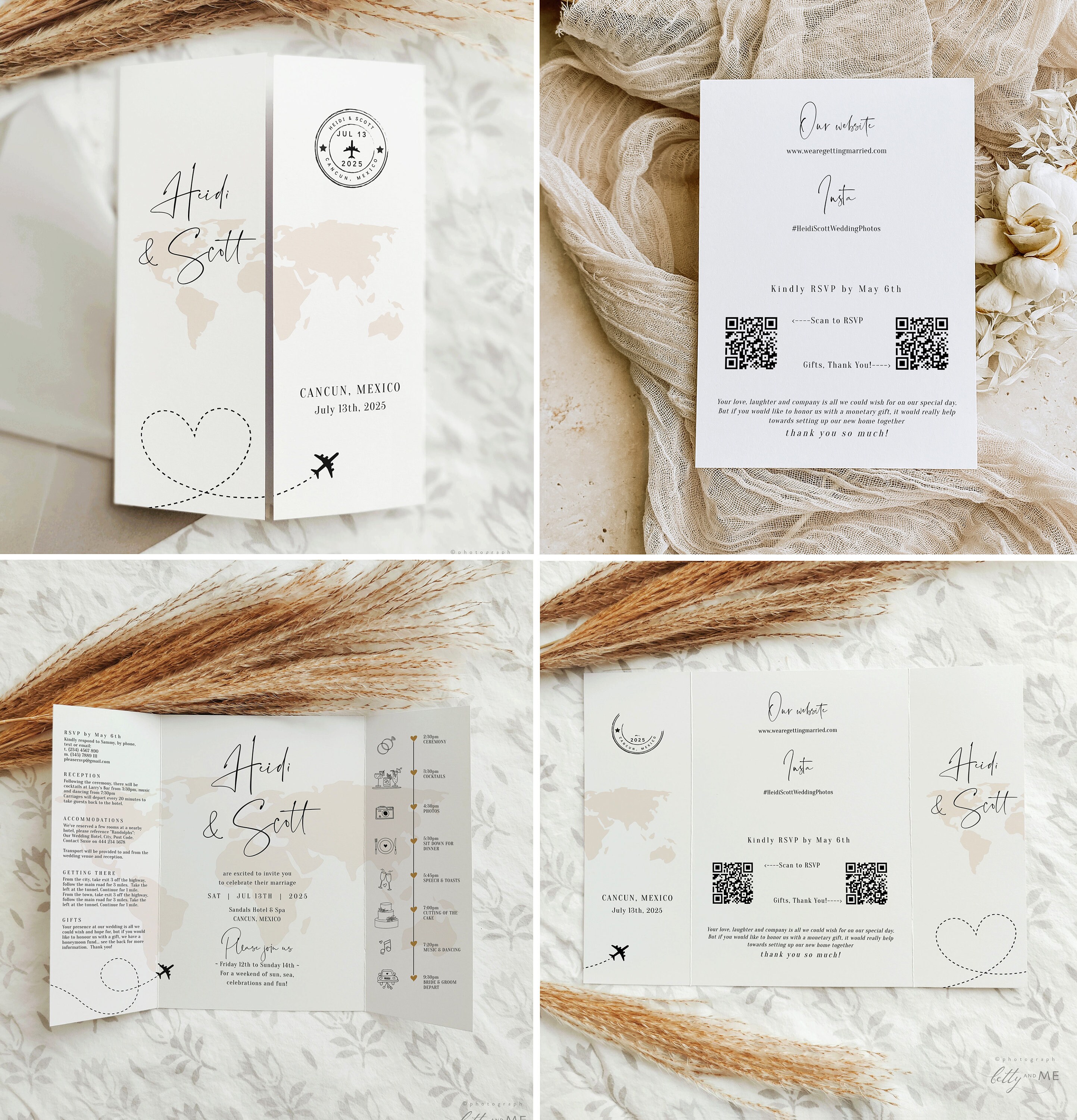 Destination Wedding Invitations Travel Inspired Folded - Etsy UK