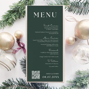 Dark Green Menu, Christmas Menu, Dark Green Wedding Menu, Printable ...