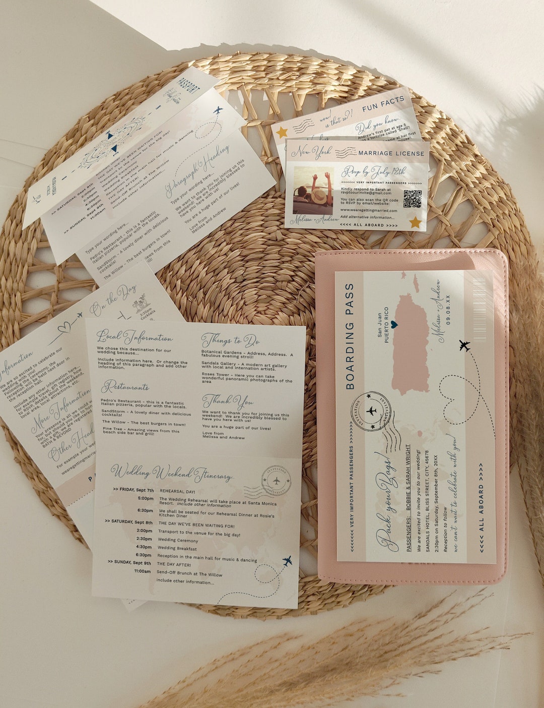 Puerto Rico Passport Wallet Wedding Invitation Set Templates - Etsy