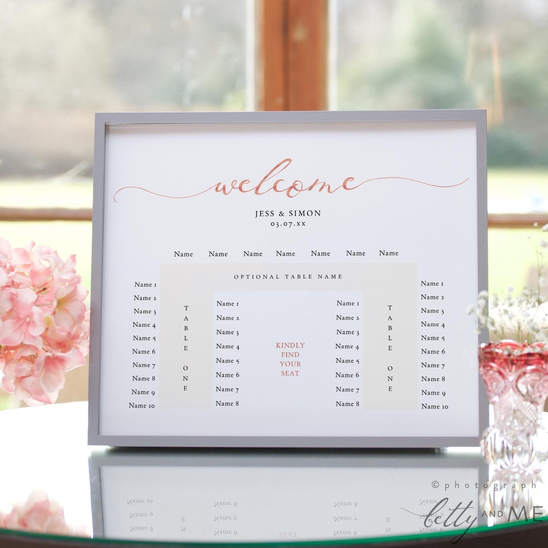 U Shape Seating Plan, U Shaped Table Sign, Wedding Banquet Printable ...