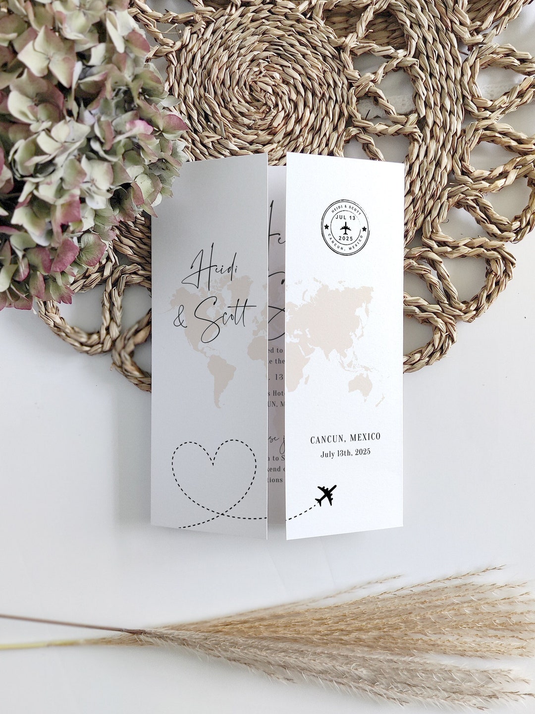Destination - Wedding Invitations, Travel Inspired Folded Invitation ...