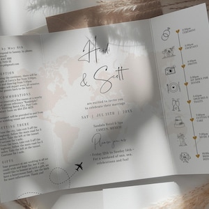 Destination - Wedding Invitations, Travel Inspired Folded Invitation ...