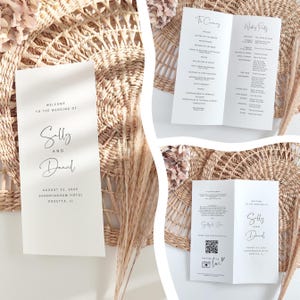 Simple Bifold Wedding Program, Printable Folded Wedding Program ...