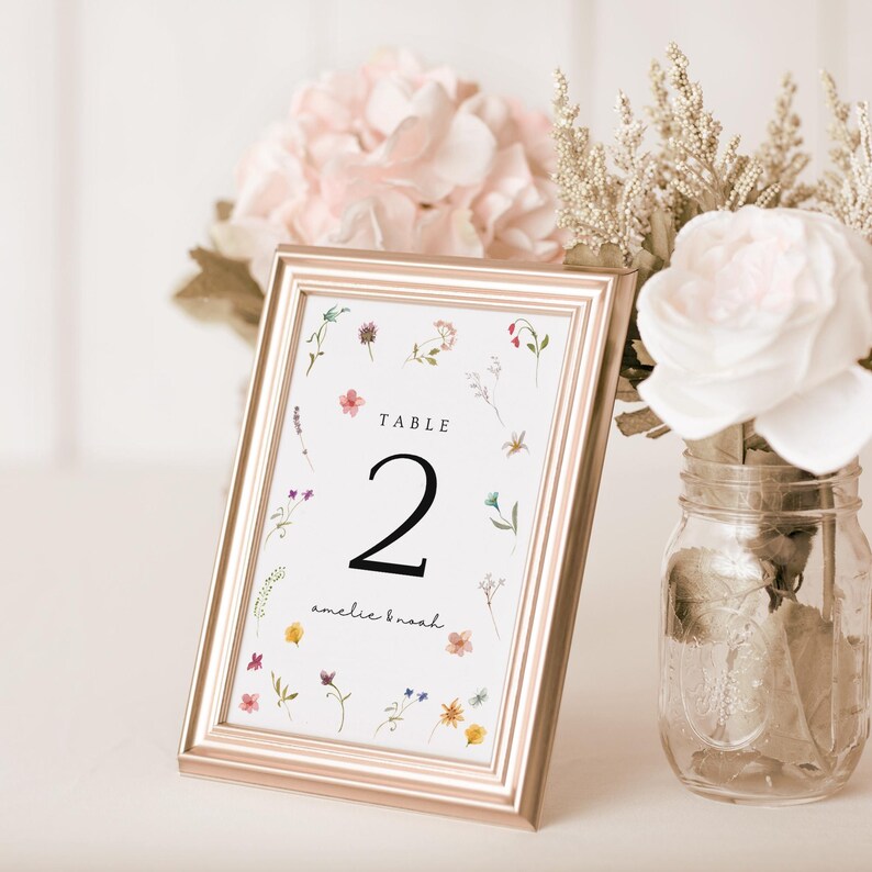 Wildflower Table Numbers, Printable Numbers Template, Floral Numbers ...
